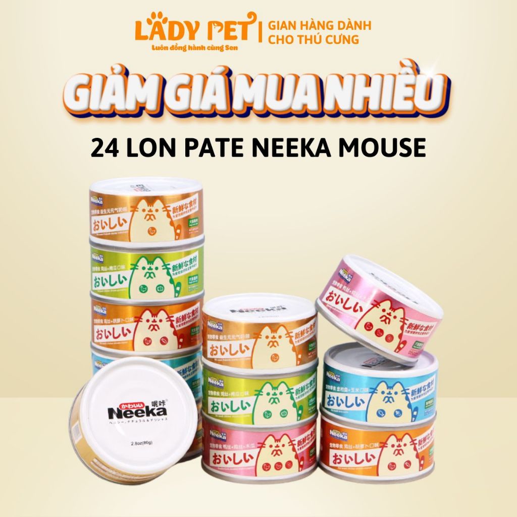 [GIẢM GIÁ MUA NHIỀU] 24 Lon Pate Neeka Dạng Mouse Cho Mèo - Pate Lon ...