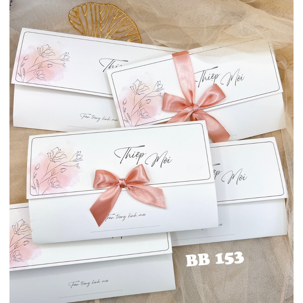 THIỆP CƯỚI HOÀNG KIM - Tone Trắng-Hồng Nhẹ Nhàng - Đã bao gồm in nội ...