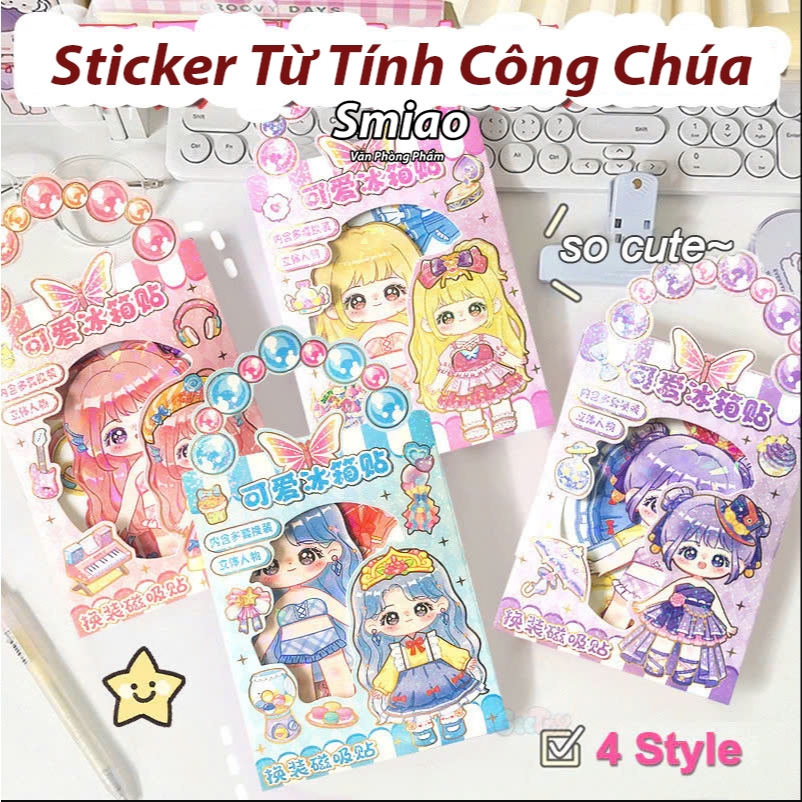 Miếng Dán Sticker nam châm từ tính đồ chơi Thay Đồ công chúa dễ thương ...