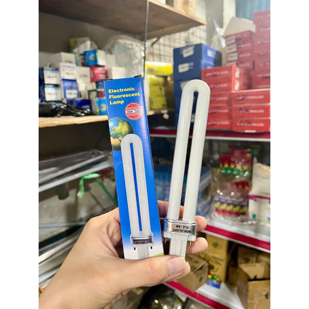 Bóng đèn huỳnh quang chữ U Hòa Thái, V-Light 9W - 11W tăng phô cơ chân ...