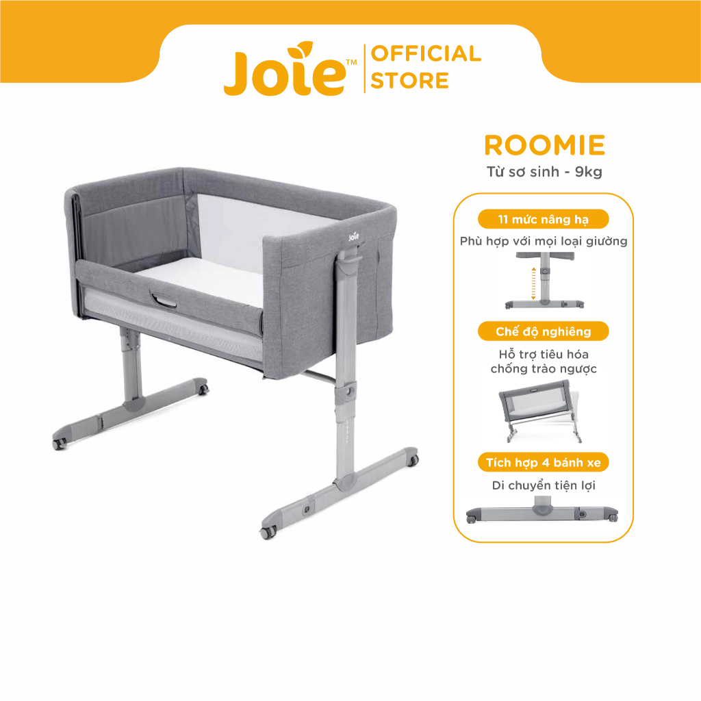 Nôi cho bé Joie Roomie | Giường cho bé sơ sinh đến 9 kg có thể điều chỉnh độ cao, hạ thành dễ ...
