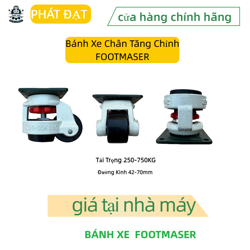 Bánh xe chân tăng chỉnh Footmaster mặt bích GD-F series: GD-40F, 60F, 80F, 100F bánh xe chân ...