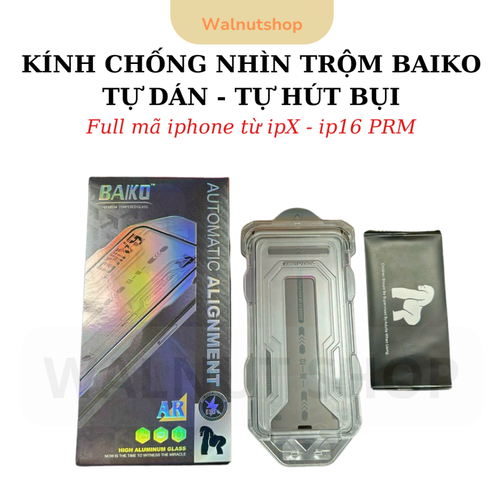 Kính cường lực khung viền tự dán - tự lấy bụi chống nhìn trộm BAIKO ...