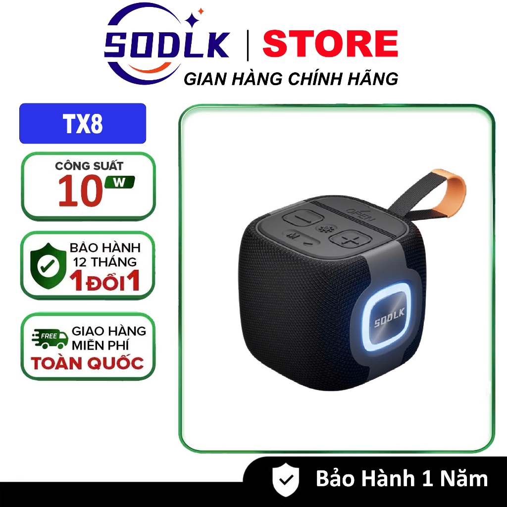 Loa Bluetooth 5.0 Sodlk TX8 | Công Suất 10W | Chống Nước IPX7 | Hỗ Trợ Thẻ Thớ TF, AUX,TWS | Bảo ...
