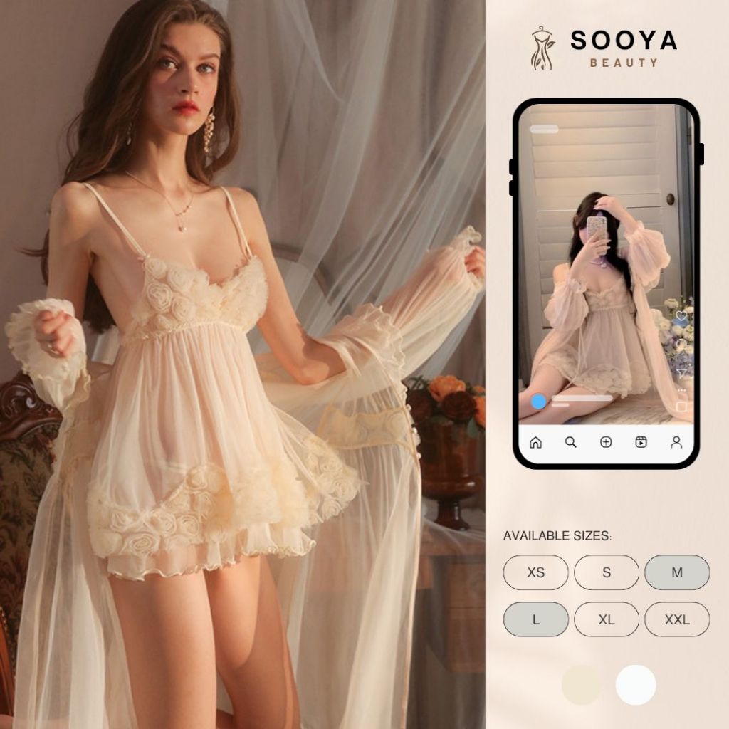 Váy Ngủ 2 Dây Sexy Hoa Hồng Dáng Ngắn Vải Ren Mềm, Đầm Mặc Nhà Gợi Cảm Quyến Rũ I SOOYA N015 ...