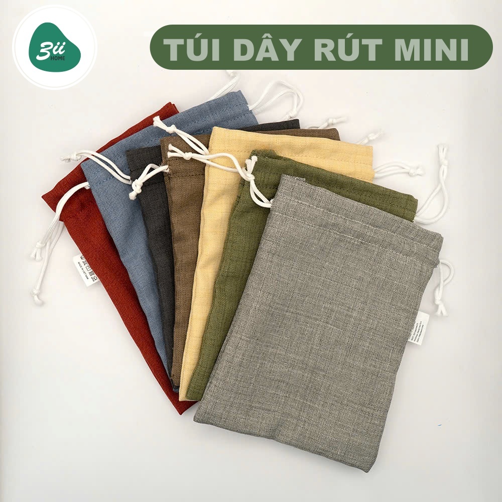 Túi dây rút mini 3II HOME Túi dây rút vải LINEN đựng mỹ phẩm trang sức ...
