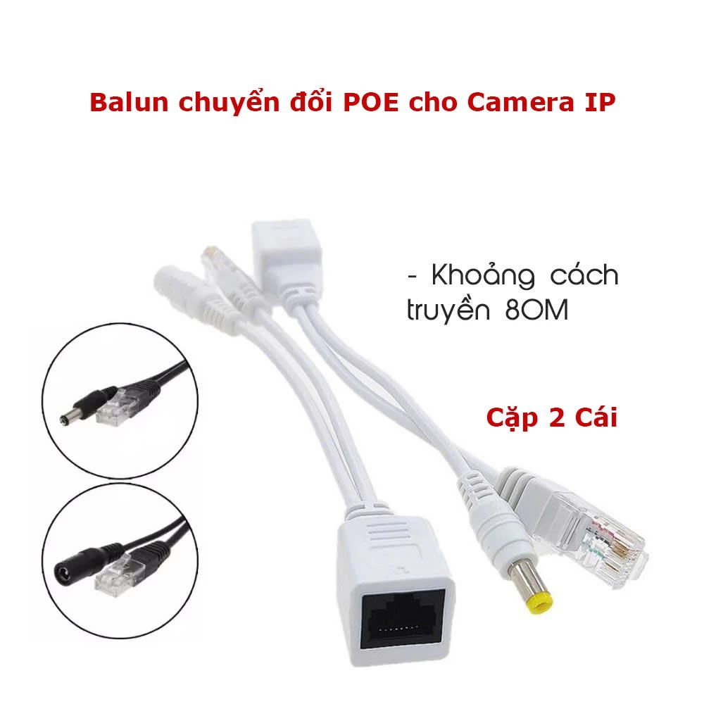 Balun chuyển đổi POE cho Camera IP - Khoảng cách truyền 80M, Jack POE ...