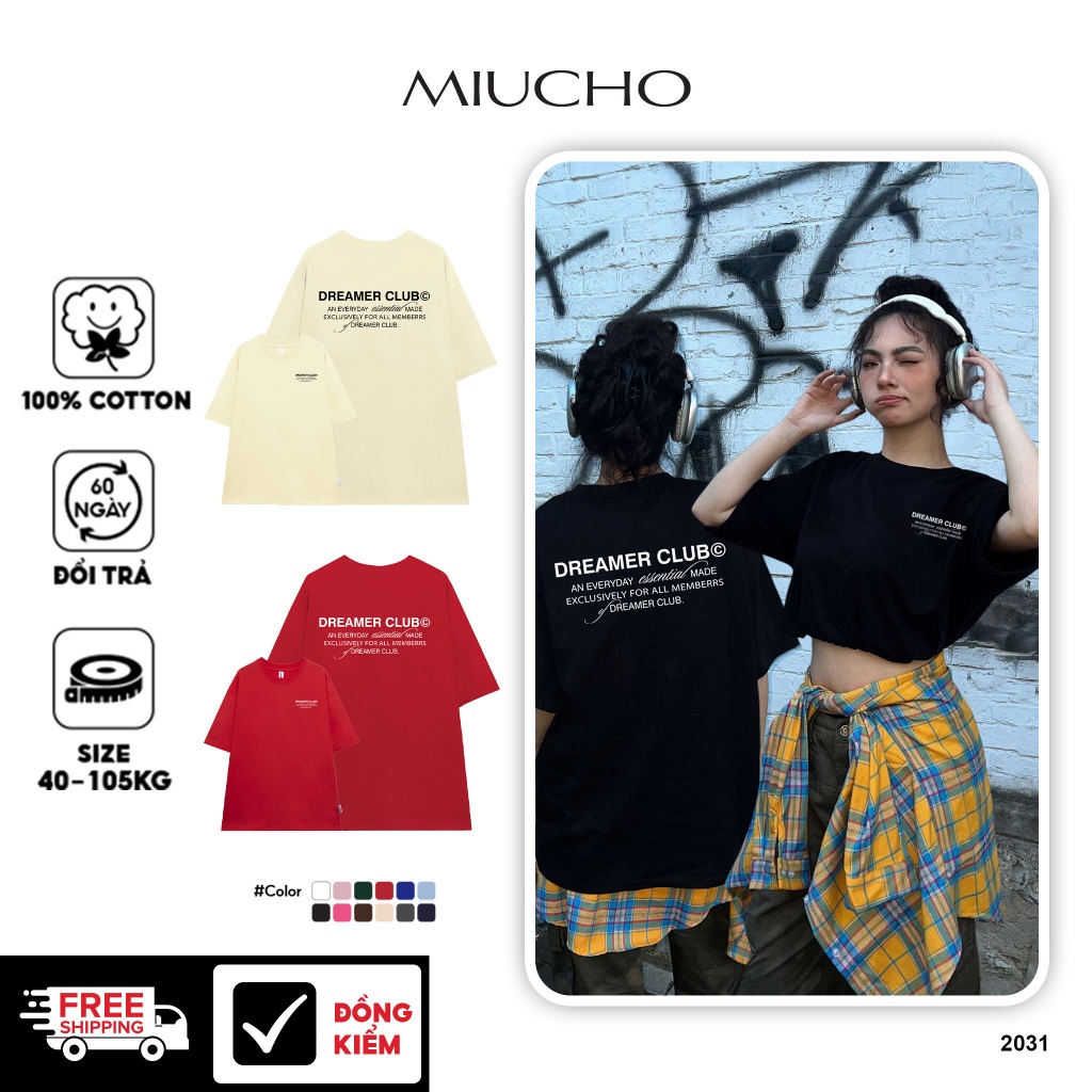Áo thun nữ form rộng basic 2031 Miucho cổ tròn vải cotton 2c thoáng mát ...
