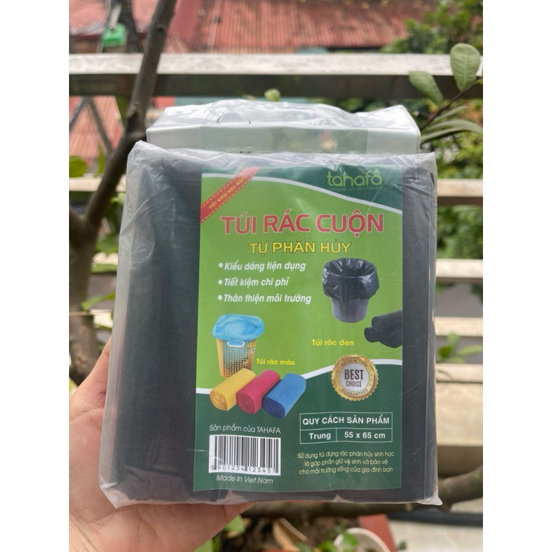 Set 12 Cuộn Túi Đựng Rác Tự Phân Hủy Size To 55X65 Cm Bảo Vệ Môi Trường, Tiện Dụng, Màu Đen Hàng ...