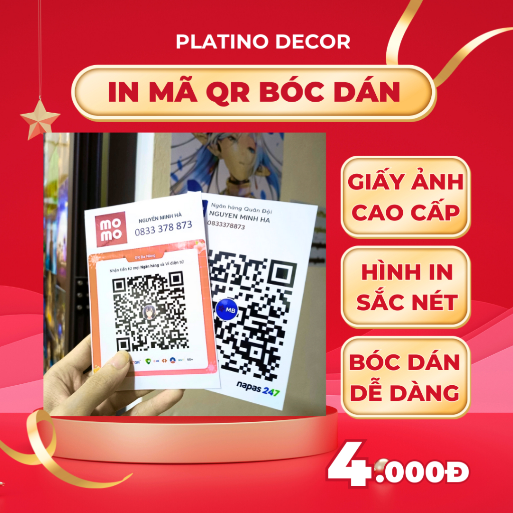 Mã Qr Code ngân hàng in theo yêu cầu, ép plastci bóc dán tường | Shopee ...