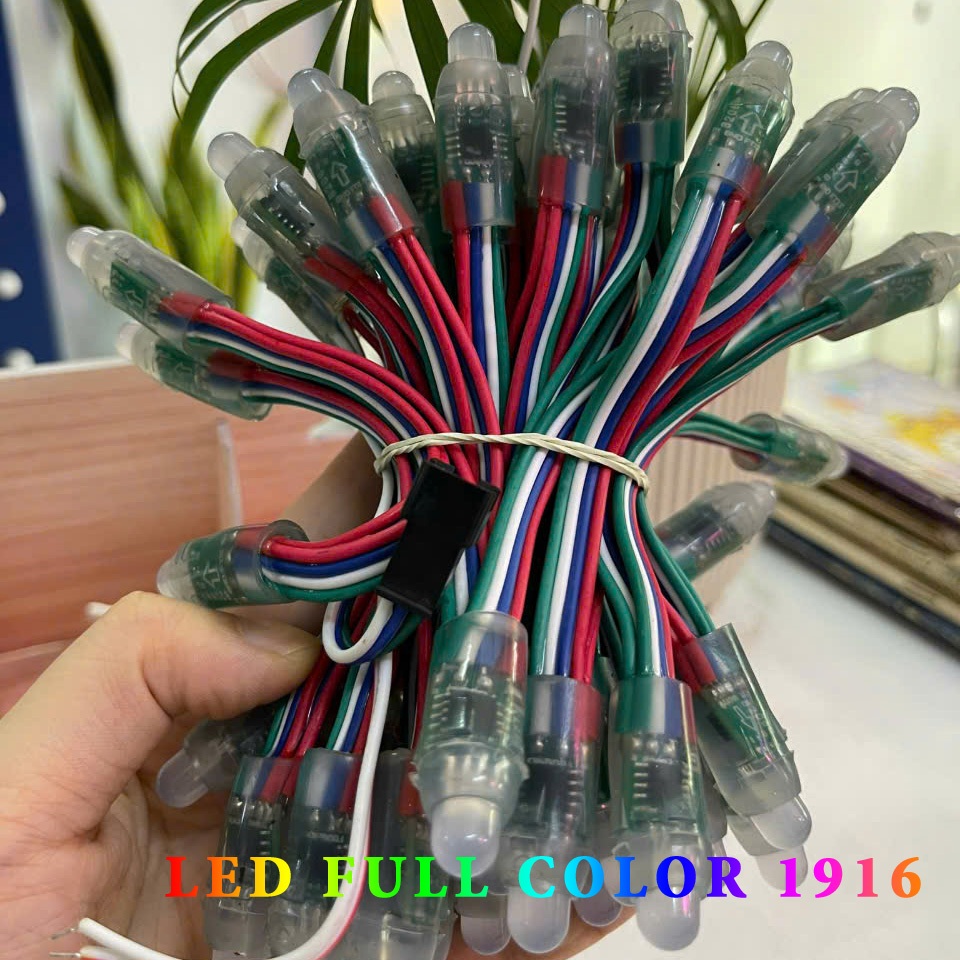 Led full color f8 IC 1916, dây 50 bóng, điện áp DC 5v, đế led 12mm ...