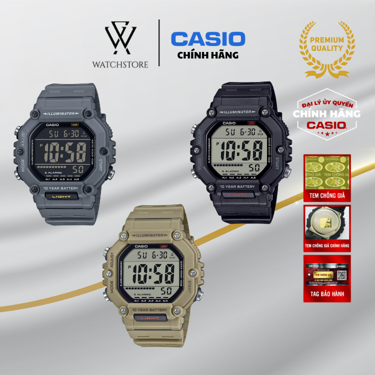Đồng Hồ Điện Tử Nam Casio AE-1600 Mặt Kính Nhựa 49.7mm Chống Nước Dây Nhựa Chính Hãng ...
