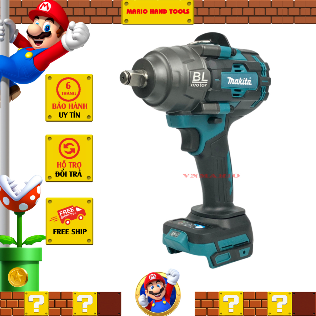 Máy siết bulong Makita, lực siết chuẩn 1200 N.m, động cơ không chổi than, chân pin phổ thông 4cm ...