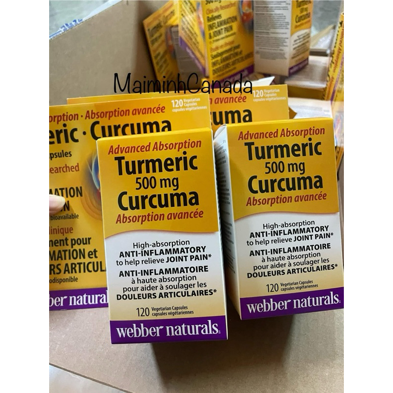 Viên uống Advanced Turmeric 500mg curcuma - Webber Naturals | Shopee ...