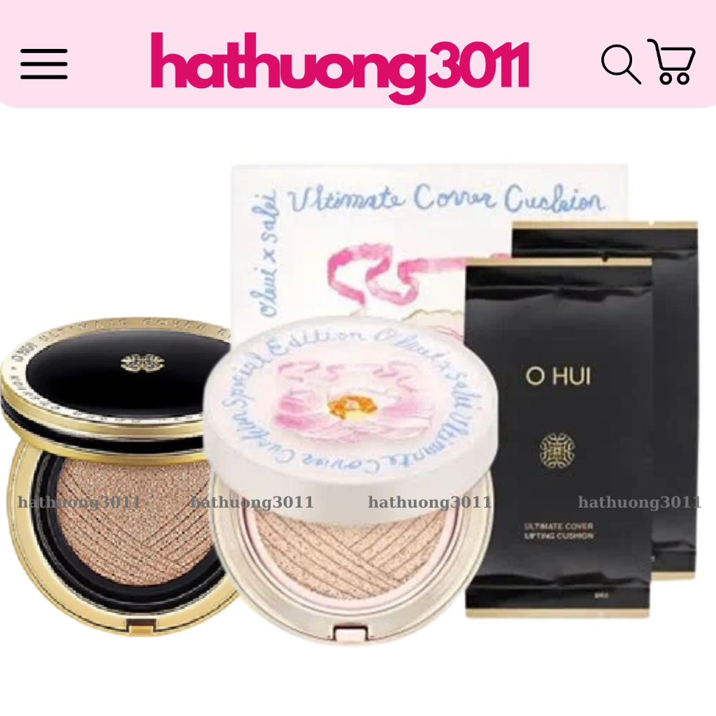 Set Phấn Nước O Hui Hoa Hồng Ultimate Cover Lifting Cushion SPF 50+/PA+++ Phiên Bản Mới 15gx3 ...