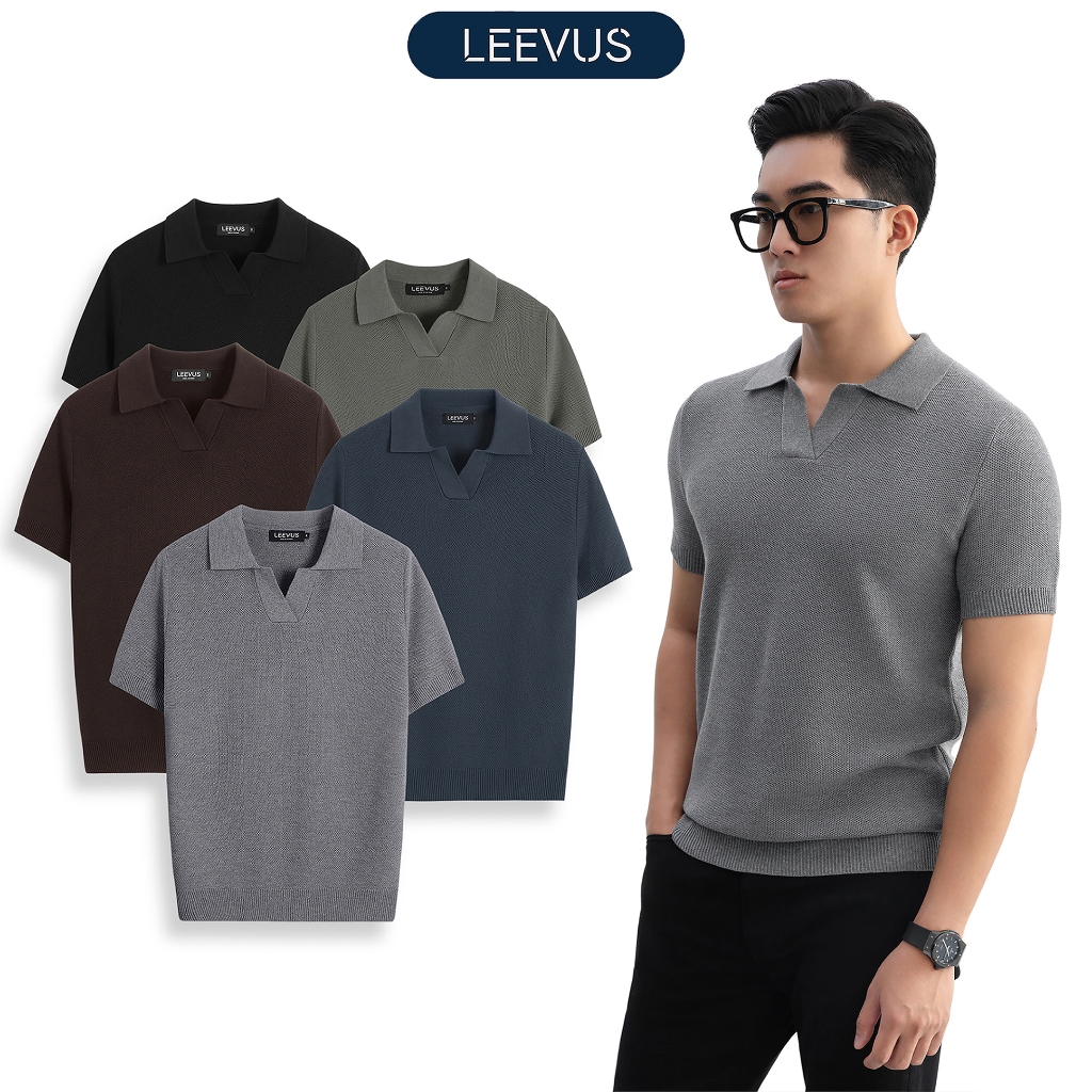[TẶNG HỘP CHO ĐƠN TỪ 499K] Áo polo LEN DỆT KIM nam V-neck Knit vải dệt ...