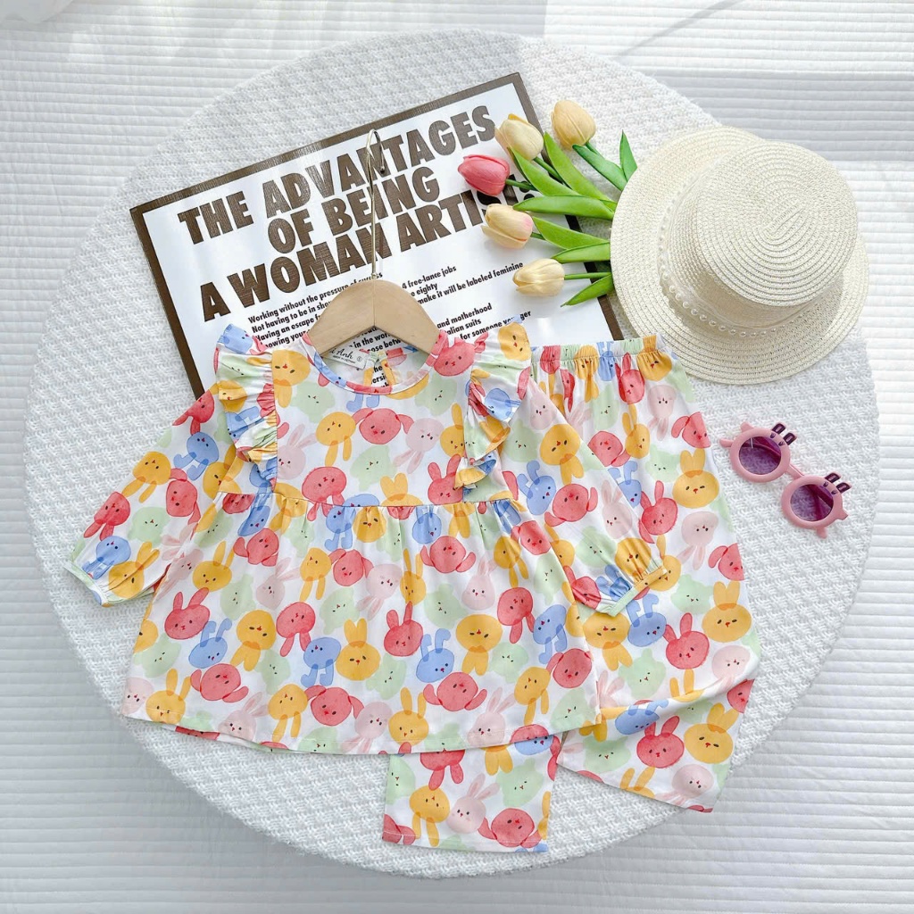 Bộ tole lanh quần dài tay dài bé gái xinh xắn hàng thiết kế cao cấp (10-37kg) | Shopee Việt Nam