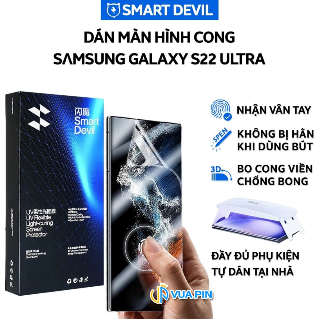 Dán màn hình Samsung Galaxy S22 Ultra PPF UV full màn hình dẻo trong suốt chính hãng SmartDevil ...