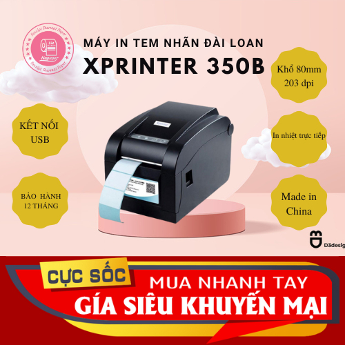 [GIÁ SỈ] Máy in tem nhiệt Xprinter XP - 350B in đơn hàng TMĐT, in mã vận đơn và tem dán mã vạch ...