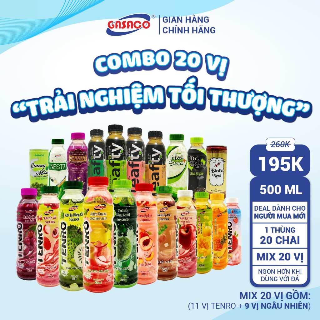 Combo TRẢI NGHIỆM TỐI THƯỢNG: 11 vị Tenro+ 9 loại nước ngẫu nhiên của ...