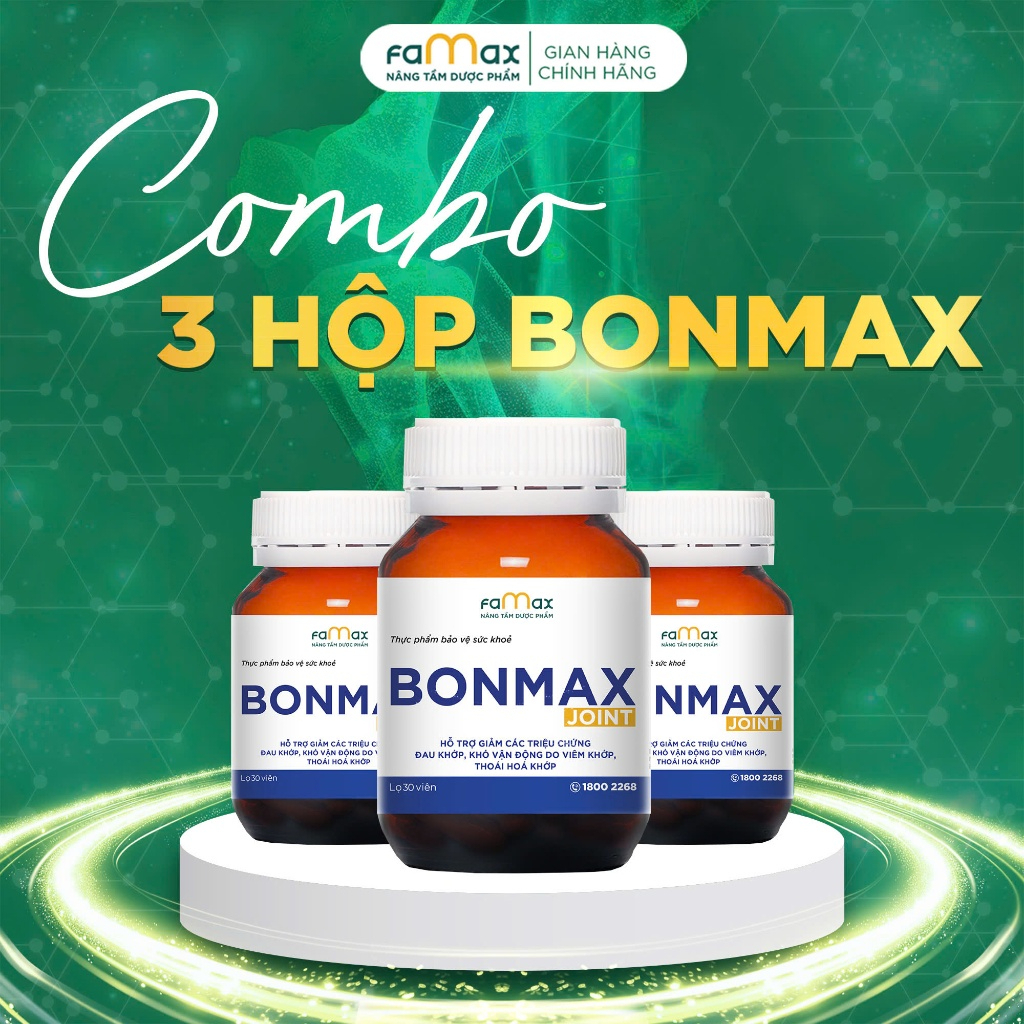 3 HỘP VIÊN UỐNG XƯƠNG KHỚP HỖ TRỢ GIẢM VIÊM, SƯNG, ĐAU KHỚP BONMAX JOINT 30 VIÊN THƯƠNG HIỆU ...