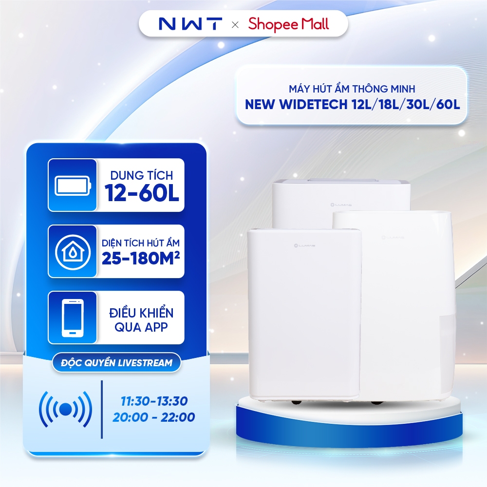 Máy hút ẩm thông minh New Widetech 12L /18L /30L/60L, theo dõi độ ẩm qua app Mihome ...