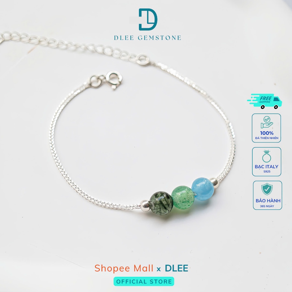 Lắc Tay Bạc S925 D'LEE Mix 3 Hạt Đá Thiên Nhiên Đa Sắc May Mắn Thanh Lịch LT16 | Shopee Việt Nam