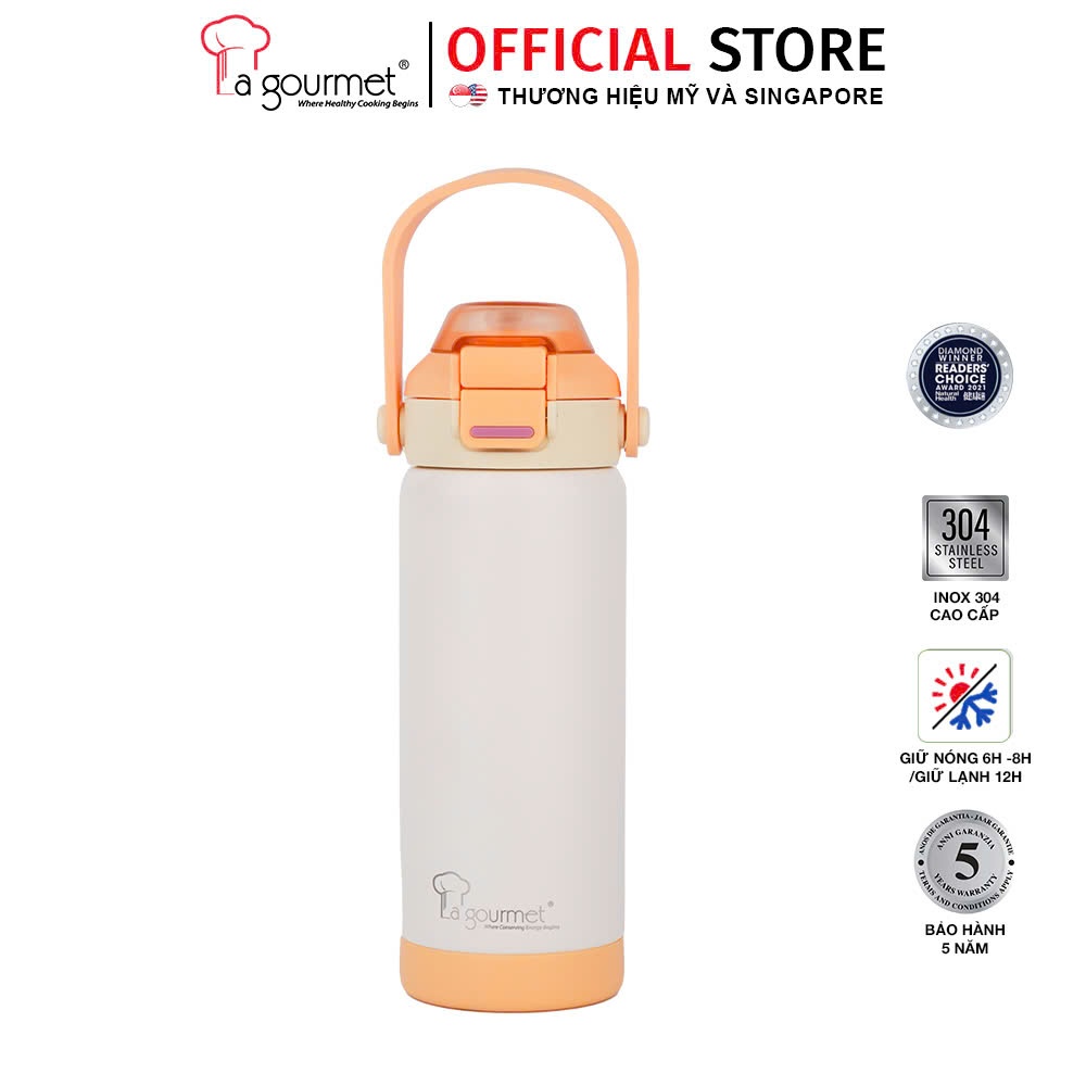 Bình giữ nhiệt 530ml La gourmet SuperWide inox 304 cao cấp đế lót silicone có quai cầm,giữ nhiệt ...
