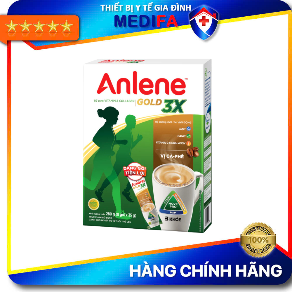 Sữa bột Anlene vị cà phê hộp giấy 280g (8 gói x 35g), Sữa bột hỗ trợ hệ Cơ-Xương-Khớp khỏe mạnh ...