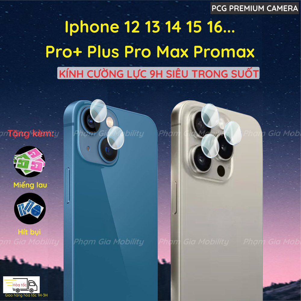 Kính cường lực camera trong suốt (3 miếng dán lỗ cam) của Iphone 12 14 ...
