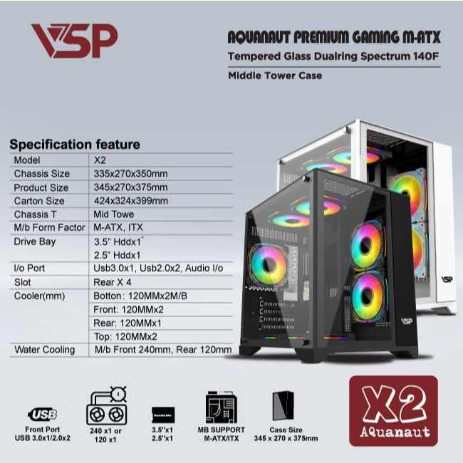 Vỏ Case Máy Tính Aquanaut Pro Gaming M-ATX X2 | Shopee Việt Nam