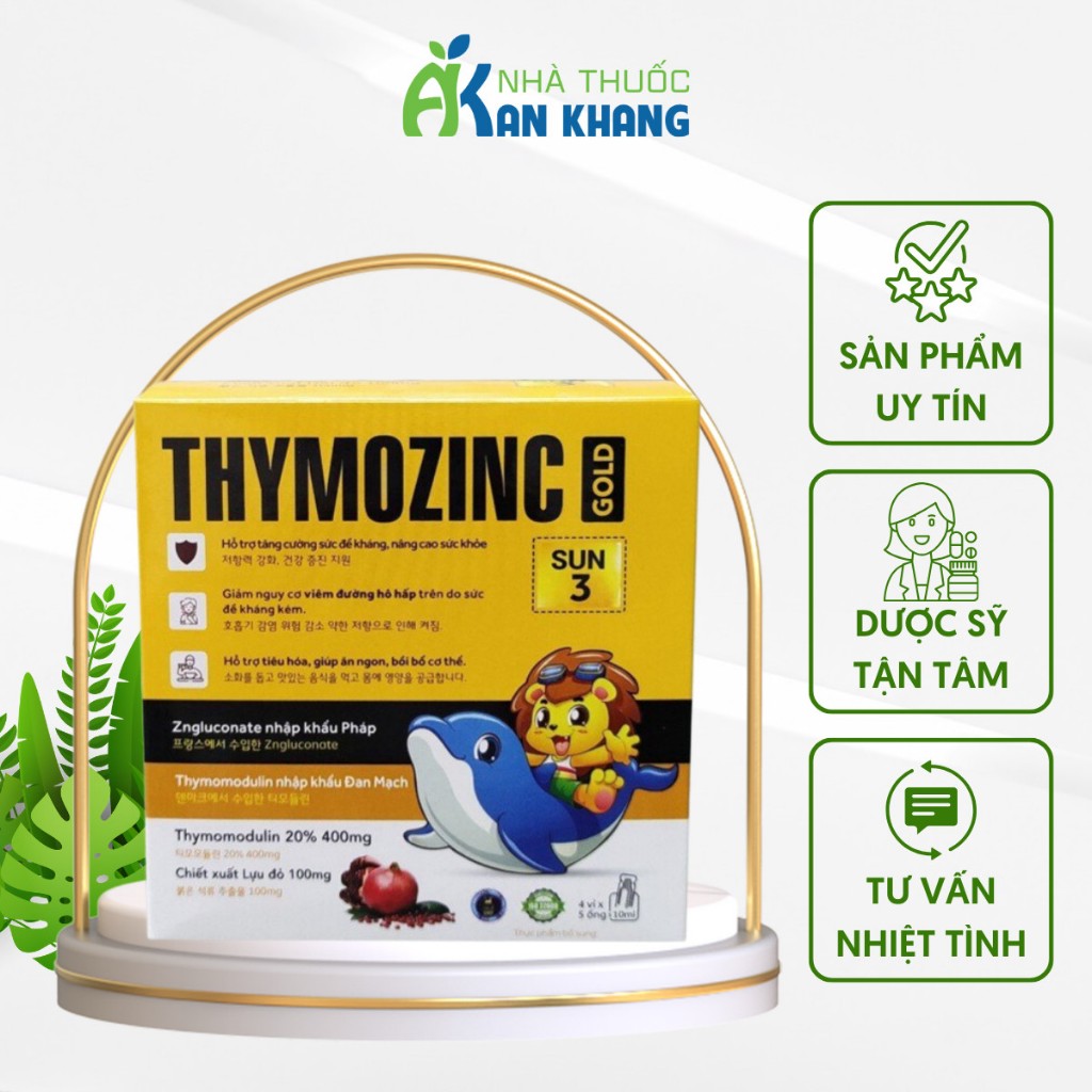 Siro tăng đề kháng Thymo Zinc Gold hộp 20 ống - Bổ sung kẽm ...