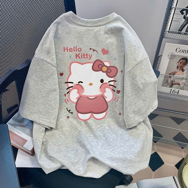 Áo Thun Phông Nam Nữ Tay Lỡ Form To Hoạt hình hello kitty cute | Shopee ...
