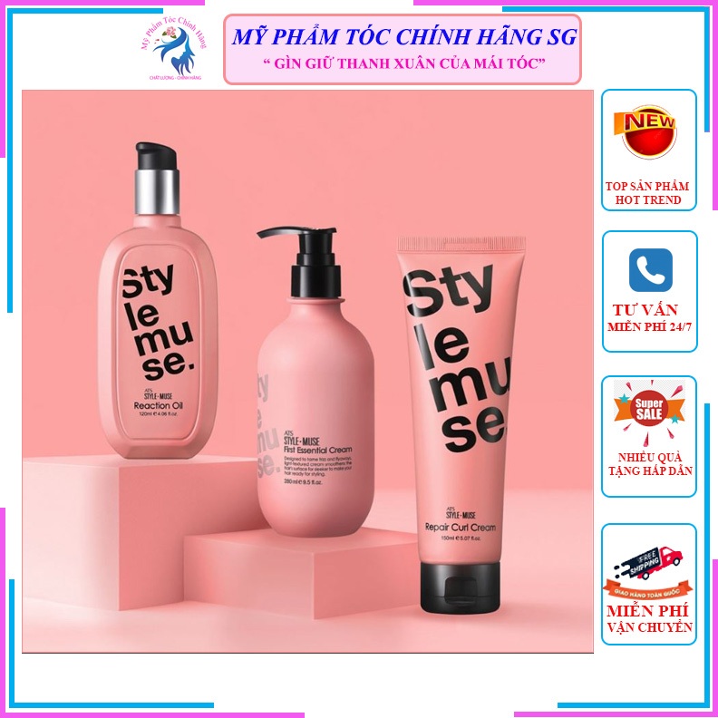 Bộ ba chăm sóc tóc siêu mềm mượt ATS Stylemuse Repair Curl Cream 150ml ...