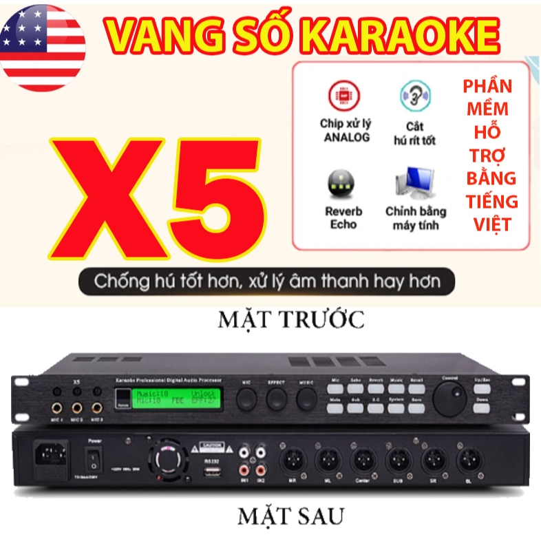 BẢN MỚI 2025 Vang Số Karaoke X5 Chống Hú Cực Tốt ,Chíp Sử Lý DSP 21489 Mới Nhất Echo Reverb Cực ...