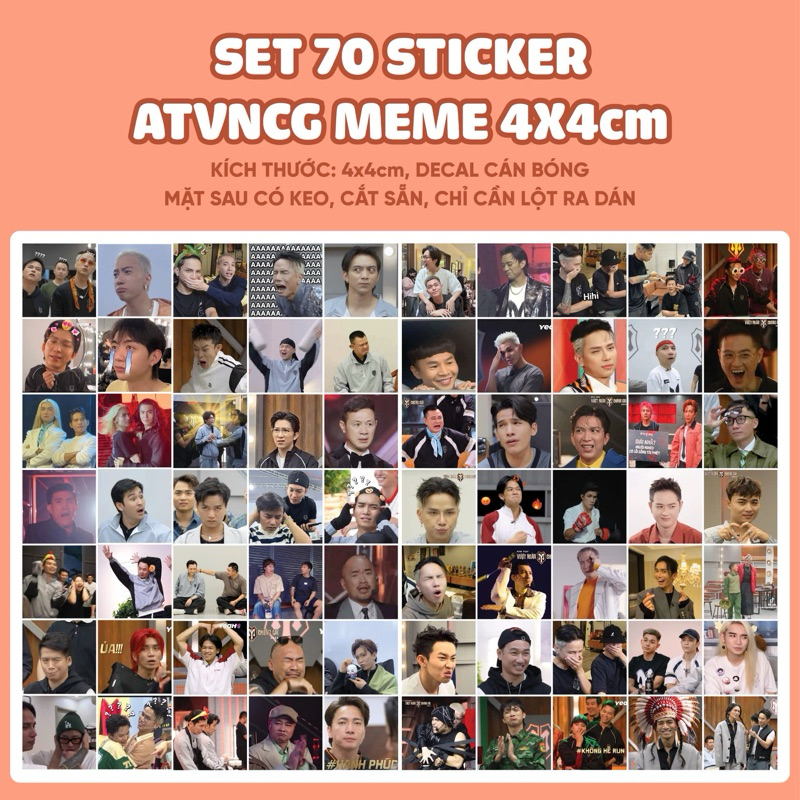 SET 70 Sticker niêm phong MEME ATVNCG • Hình dán MEME ATVNCG kích thước ...