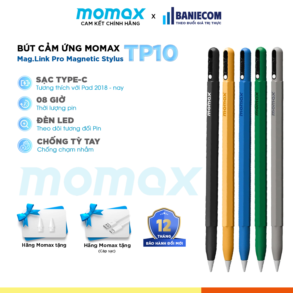 Bút cảm ứng Momax Mag.Link Pop Magnetic Active Stylus TP10 Pad 2018 gen ...
