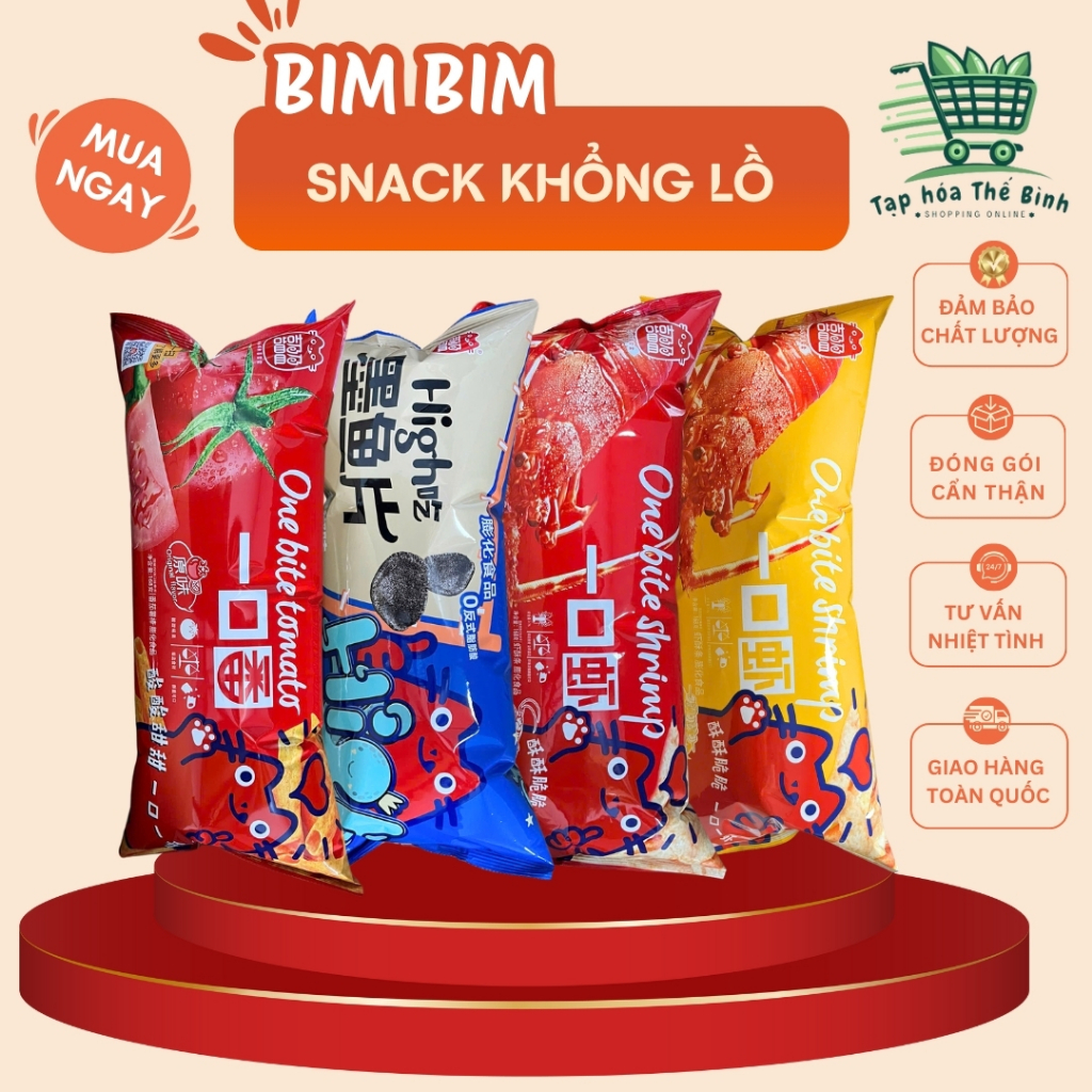 Bim Bim Khổng lồ 4 vị Nội địa trung gói 168g -178g vị cà chua, tôm ...