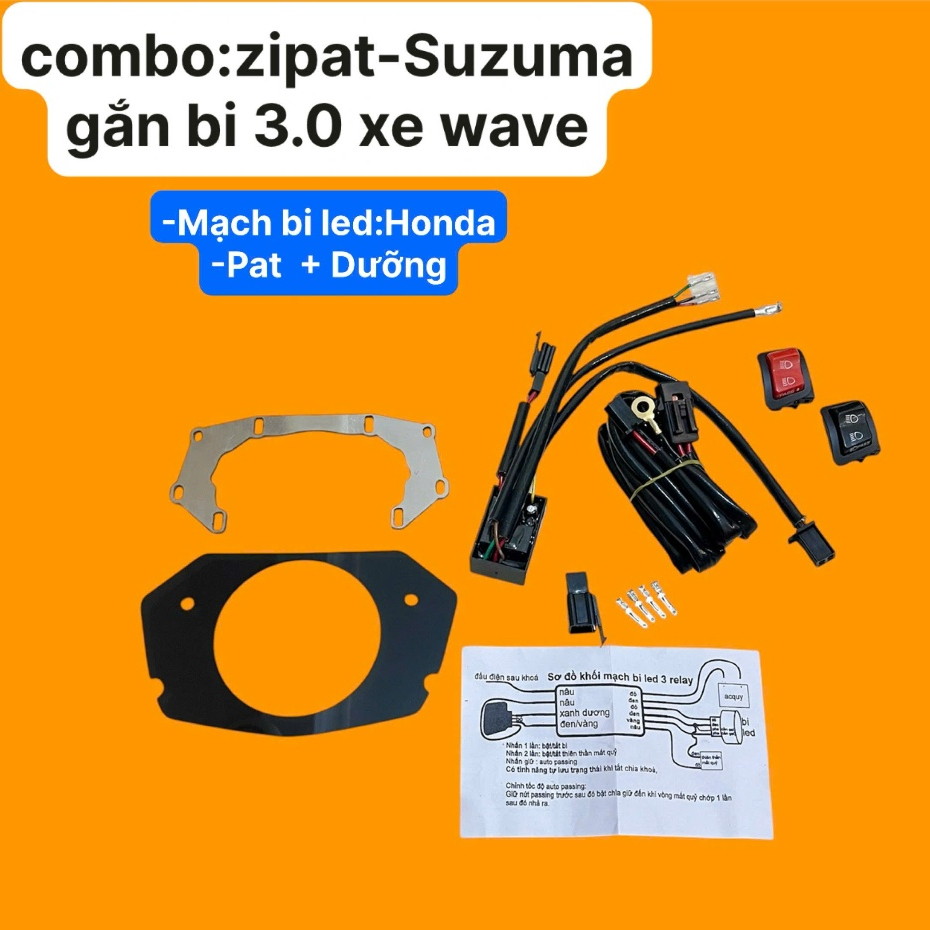 Pat gắn đèn bi cầu led cho xe Wave pha Zipat suruma | Shopee Việt Nam