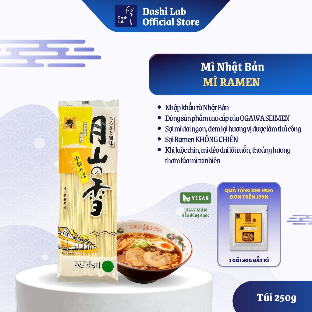 Mì Ramen Nhật Bản Ogawa Seimen DASHI LAB Không Gia Vị Sợi Mì Dai Thoảng Hương Thơm Lúa Mì Gói ...