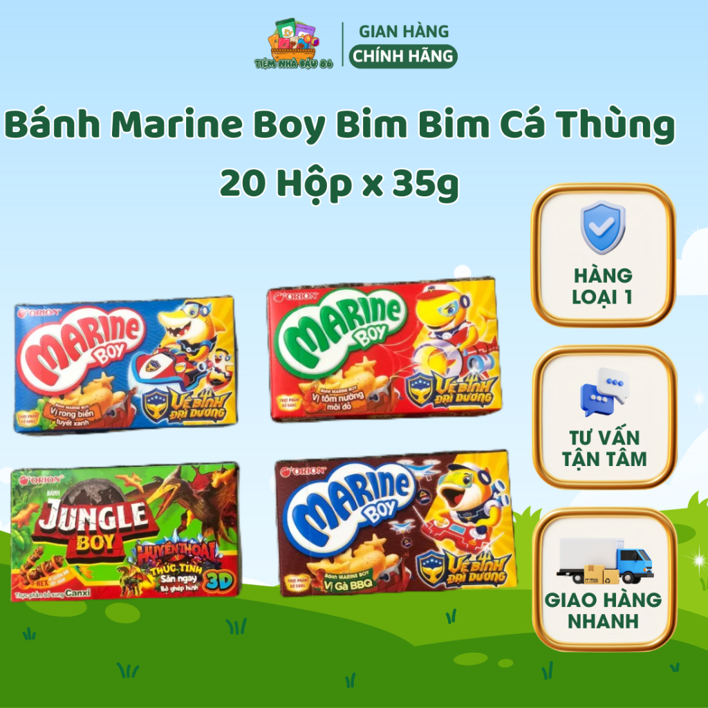Bánh Marine Boy Bim Bim Cá Thùng 20 Hộp x 35g | Shopee Việt Nam