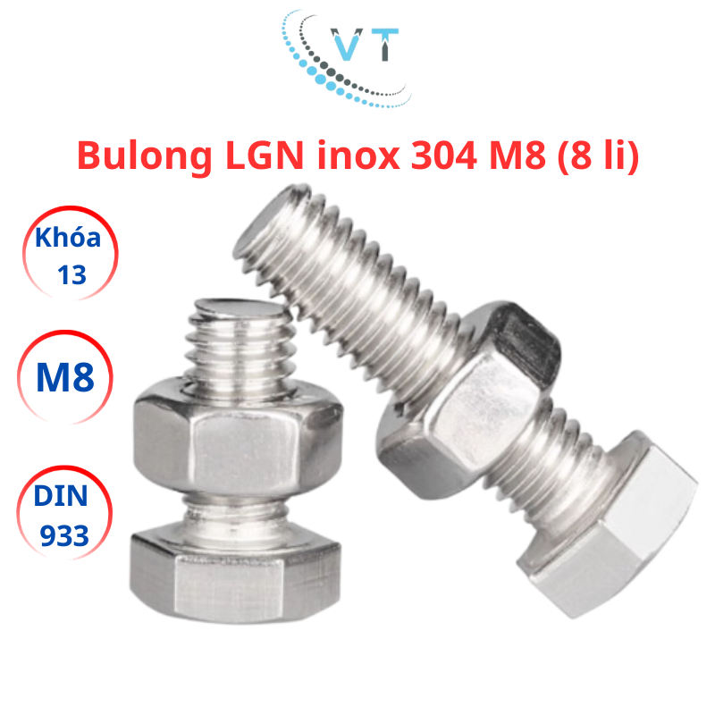 Bulong inox 304 M8 (10mm-150mm), bu long lục giác ngoài 8 li. Combo gồm ...