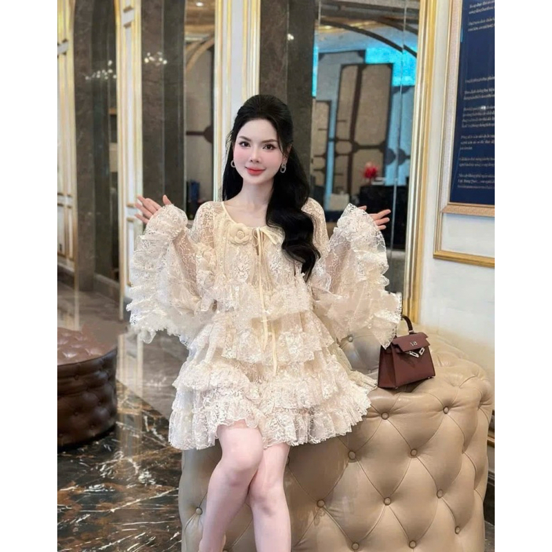 Váy nữ Set Đồ nữ Voa Lưới Thêu Hoaaa Xếp Tầng Kèm Quần Siêu Hott chuẩn ...