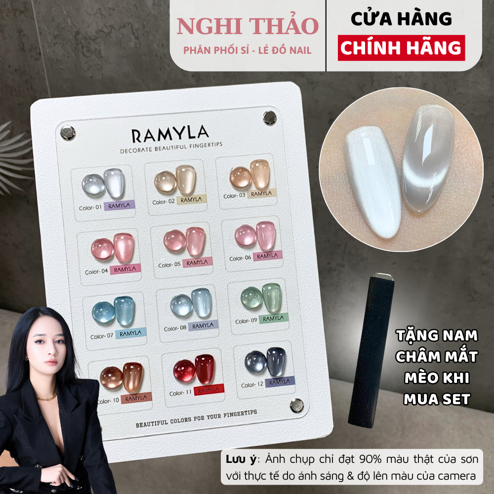 Set sơn gel mắt mèo ánh trăng cực quang RAMYLA 12 màu Nghi Thảo ...
