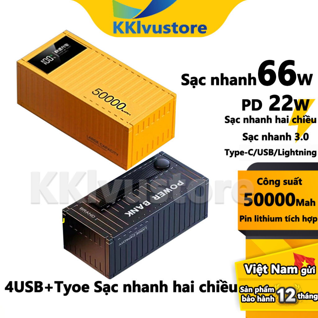 Power Bank 100000/50000mAh 100% pin chính hãng Thiết kế container Pin ...