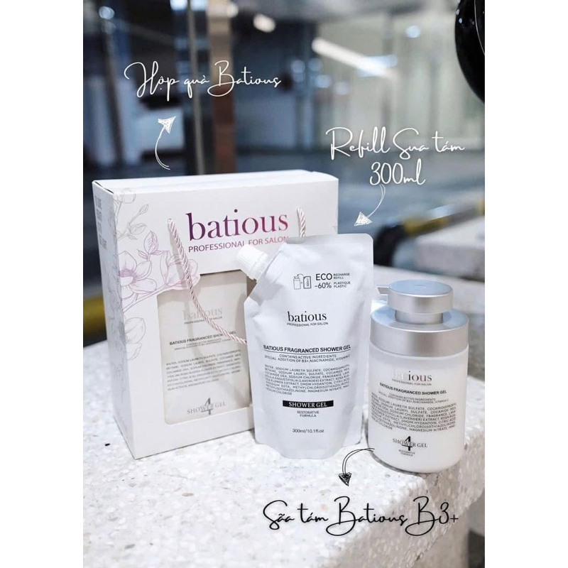 SET 1 sữa tắm BATIOUS 500ml Tặng 1 túi 300ml | Shopee Việt Nam