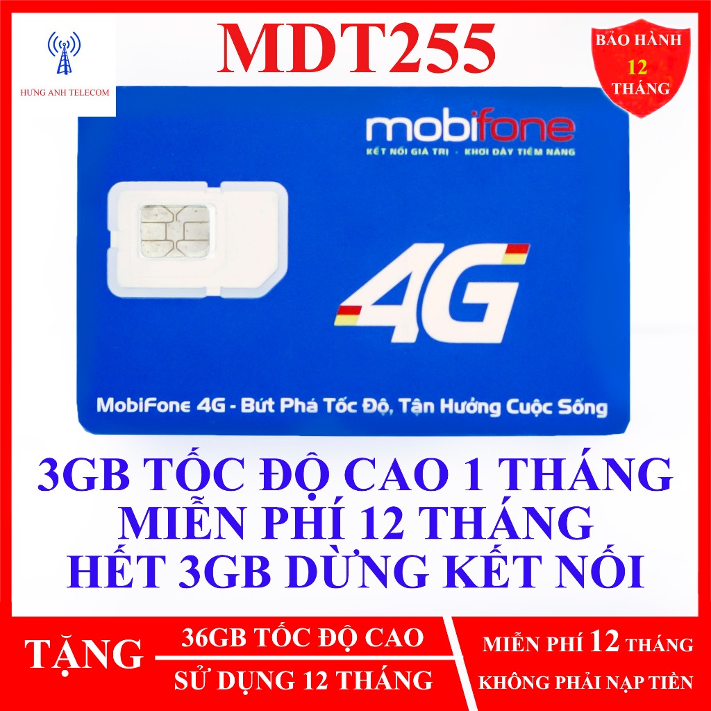 Sim 4G Mobifone MDT255, MDT350, 75GB, 100GB, 500GB, 12MDT50, 6MDT150 ...