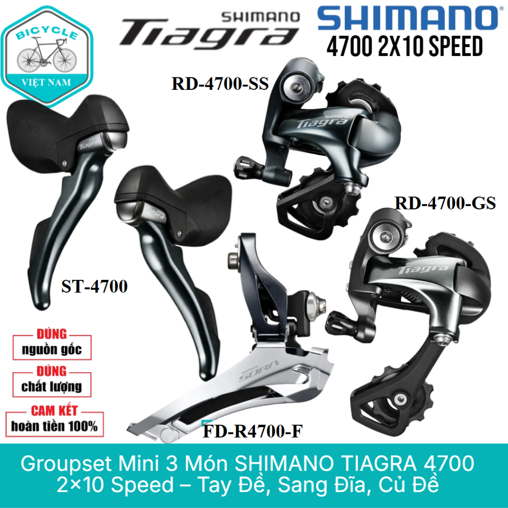 Groupset Mini 3 Món SHIMANO TIAGRA 4700 – 2x10 Tốc Độ (Tay đề, Sang đĩa ...