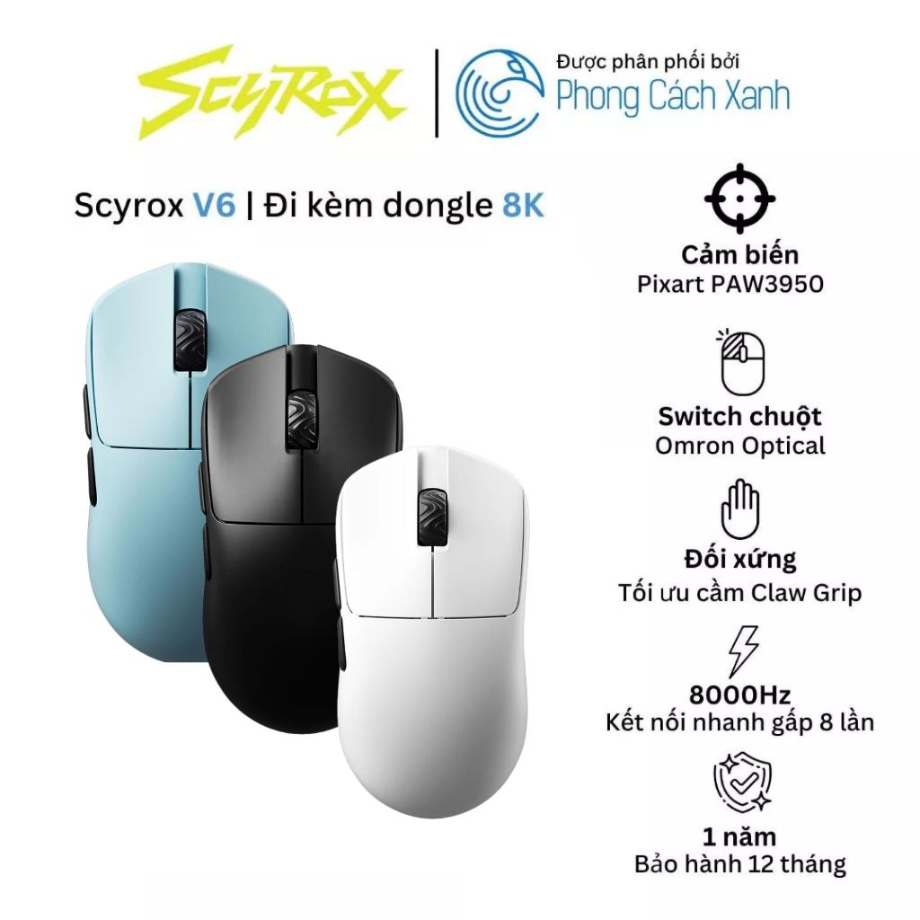 Chuột không dây siêu nhẹ Scyrox V6 - Đi kèm dongle 8K - Hàng Chính Hãng ...