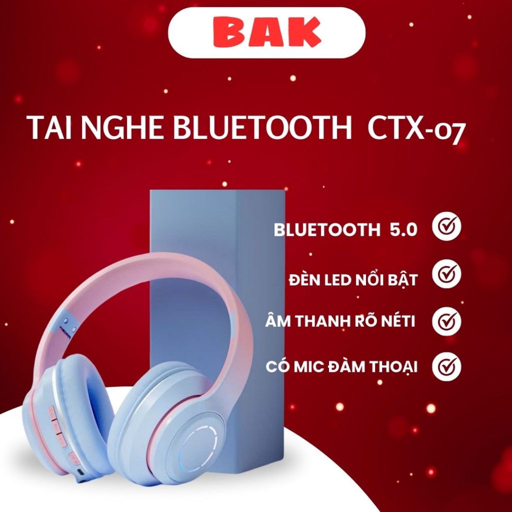 SU19 Tai nghe bluetooth BAK CXT- 07 chụp tai không dây BAK kết nối ...